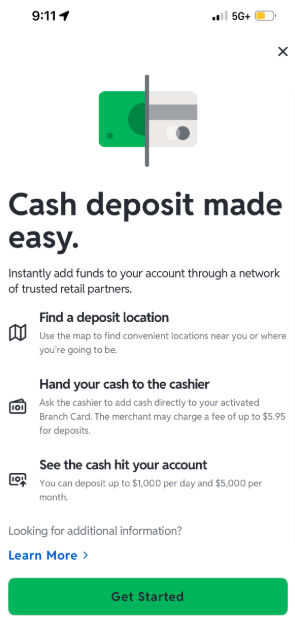 How do I deposit cash into my Branch account? – Branch Help Center